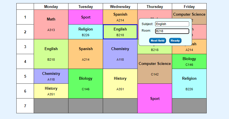 Free schedule builder - print or save as image file